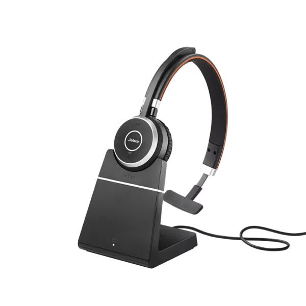 Jabra Evolve 65 SE MS Mono Headset with Charging Stand & Link 380A BT ...