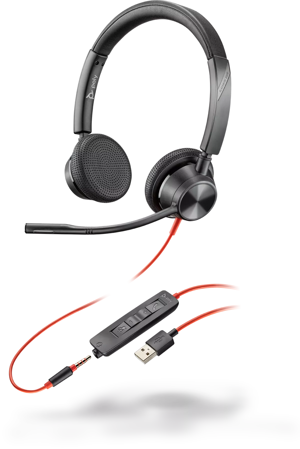 Plantronics HP Poly Blackwire 3325 UC Stereo USB-A & 3.5mm Corded ...