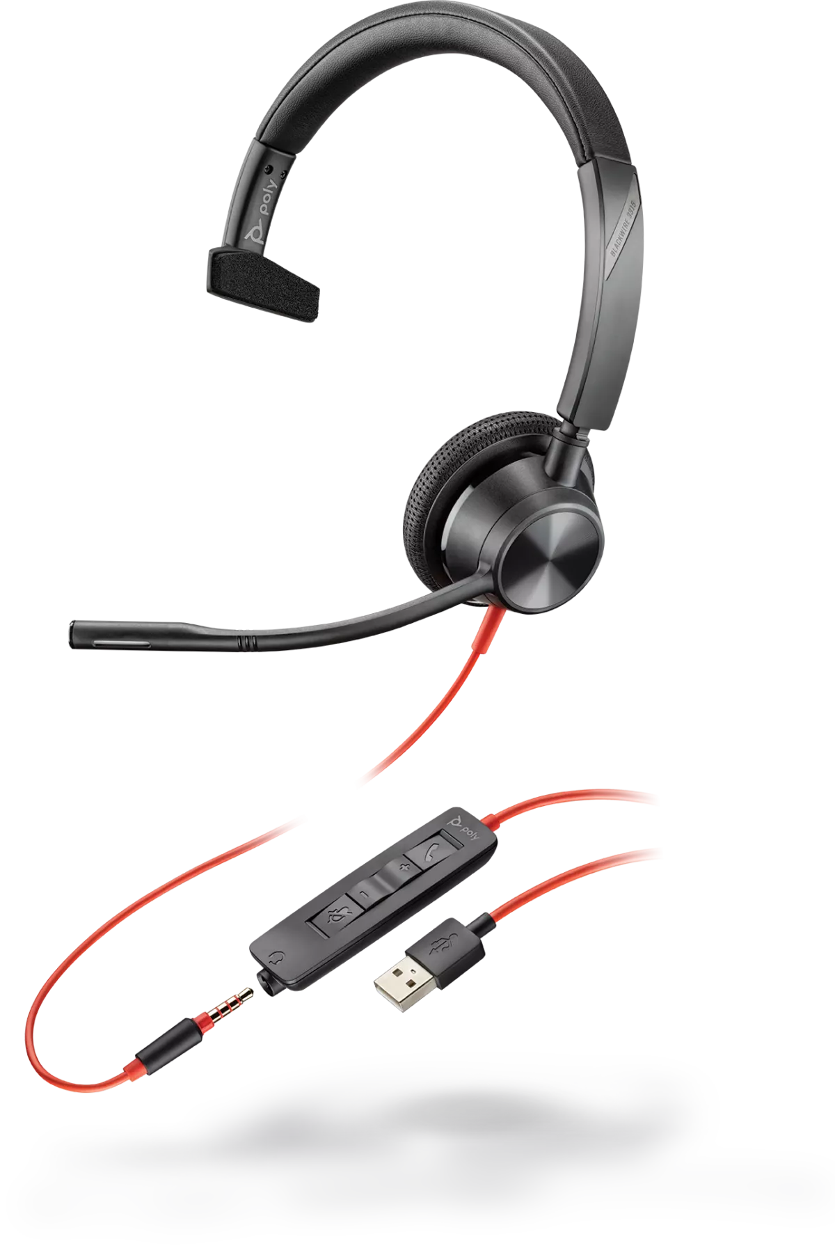 Plantronics HP Poly Blackwire 3315-M UC MONO USB-A & 3.5mm Corded ...